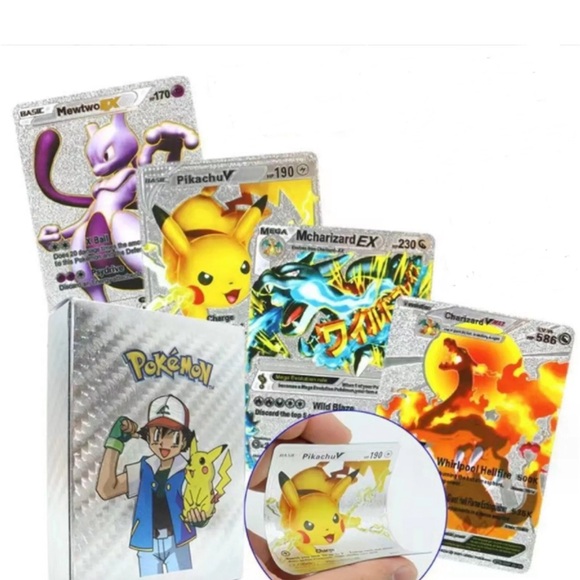Pokemon | Toys | 55 Pack Pokemon Cards Silver Foil Vmax Gx Energy Card Pokemon Charizard Rare ...